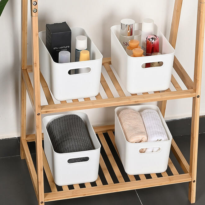 Functional Plastic Storage Bin with Handle, 8L, 4/Pack - STORA