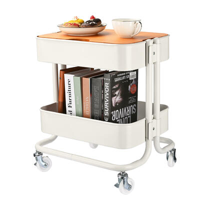 2-Tier Metal Utility Cart with Removable Cover Board - STORA