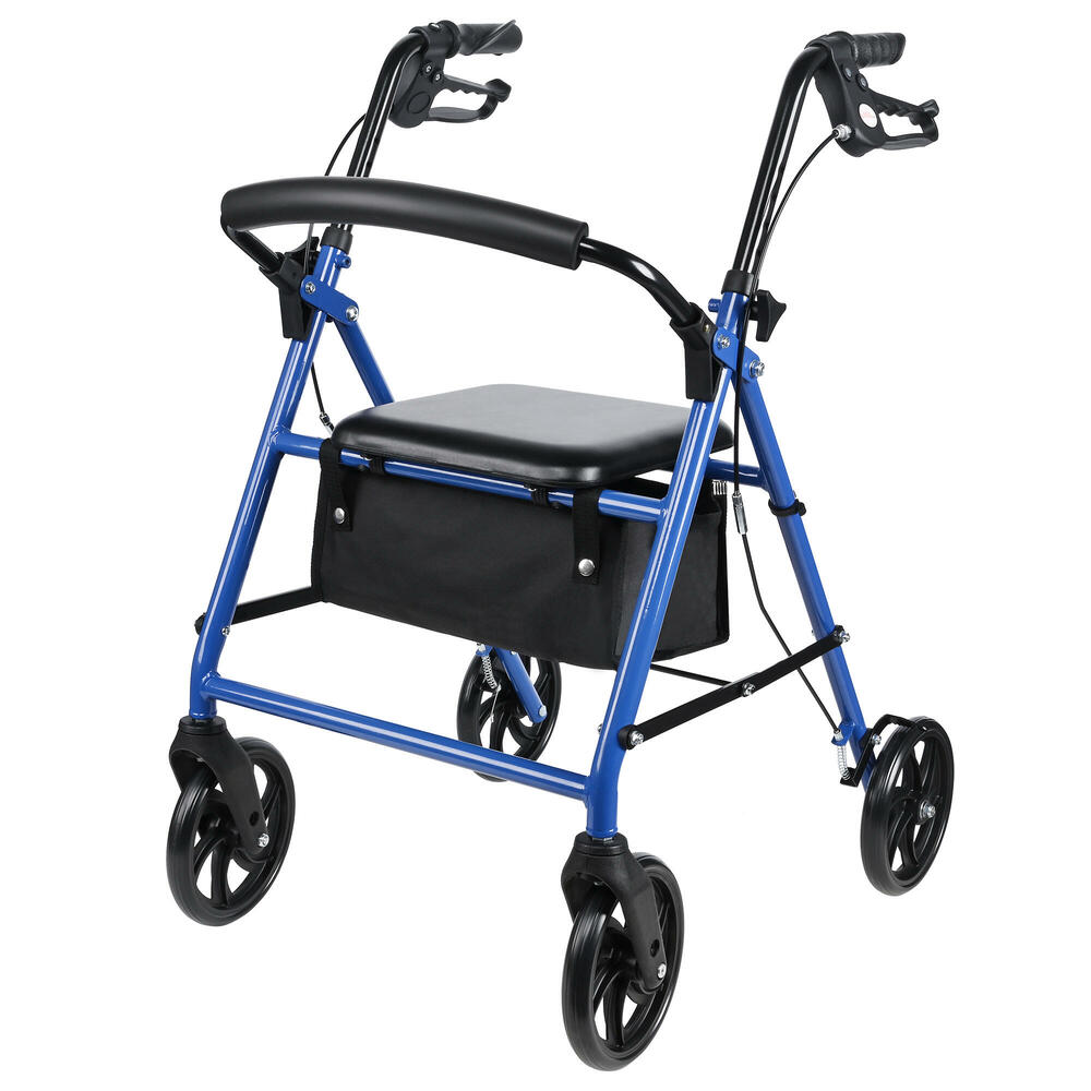 Folding 4-Wheel Rollator Walker with Seat, Supports up to 300 lbs ...