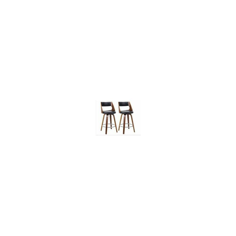 Mid-Century 26" Wood Swivel Counter Stools with Back & Foot Ring ...
