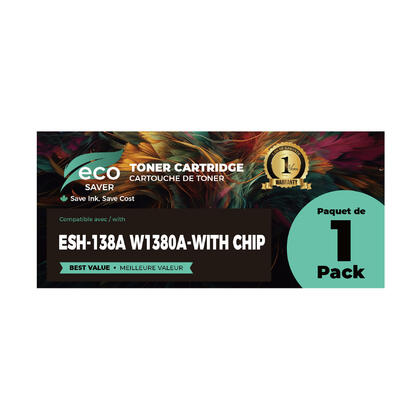 Compatible HP 138A W1380A Black Toner Cartridge - With Chip - Eco-Saver
