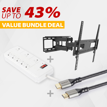 Bundle of full motion TV wall mount,HDMI 2.1 cable and 8-Outlet power ...
