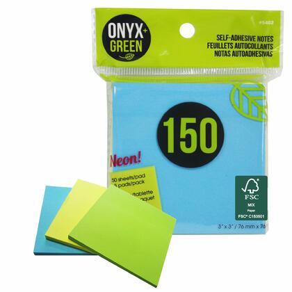 Onyx & Green® Eco-Friendly Sticky Notes, Assorted Neon Colors, 3″ x 3 ...
