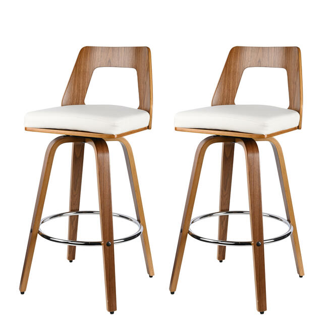 28.5" Retro Wood 360° Swivel Counter Stools with Back & Foot Ring, 2 ...