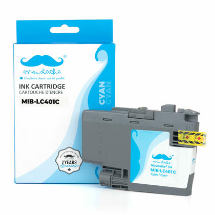 Brother LC401C Compatible Cyan Ink Cartridge - Moustache® - 1/Pack