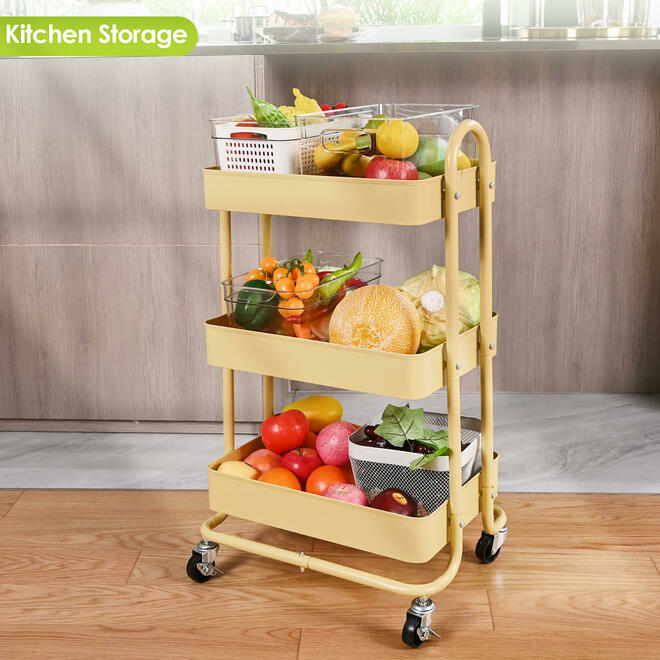3-Tier Metal Utility Cart with Wheels - STORA