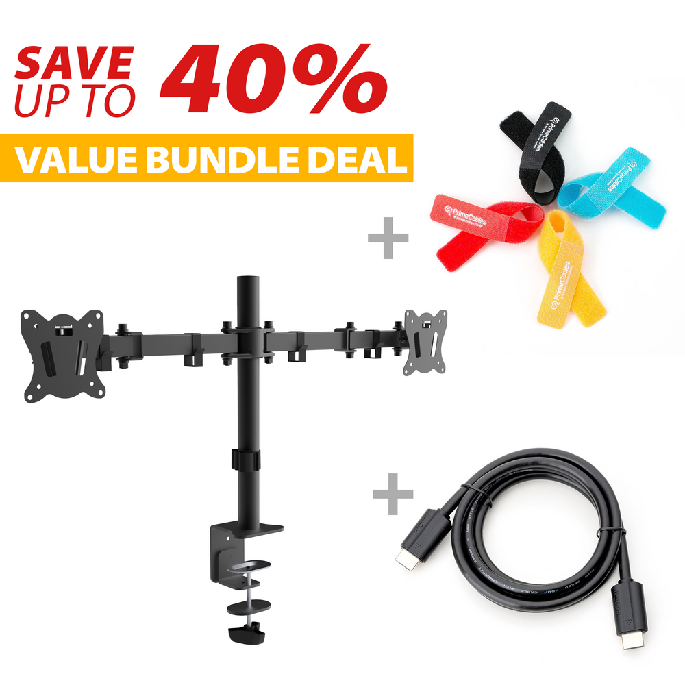 3 in 1 Full Motion Dual Monitor Desk Mount& HDMI Cable& Fasten Tie ...