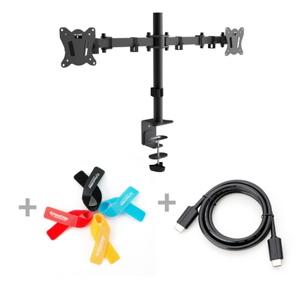 3 in 1 Full Motion Dual Monitor Desk Mount& HDMI Cable& Fasten Tie ...