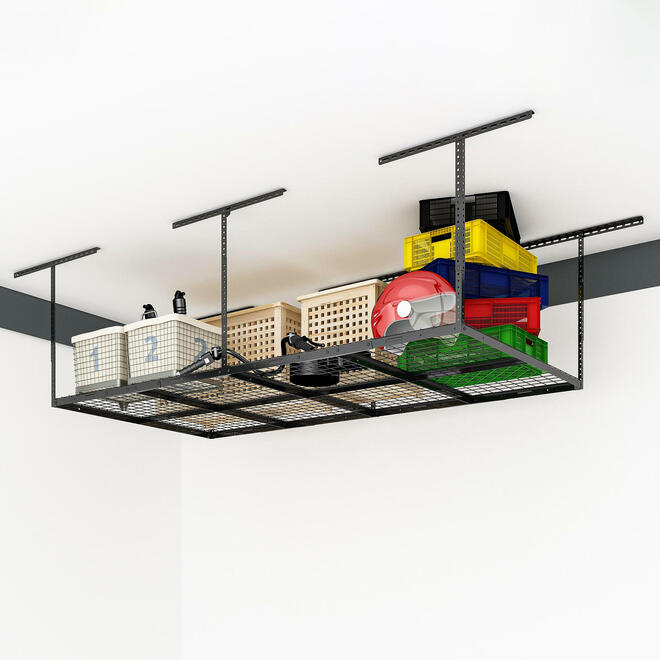 Overhead Ceiling Mounted Garage Shelf Rack 4 x 8 FT Storage Rack ...