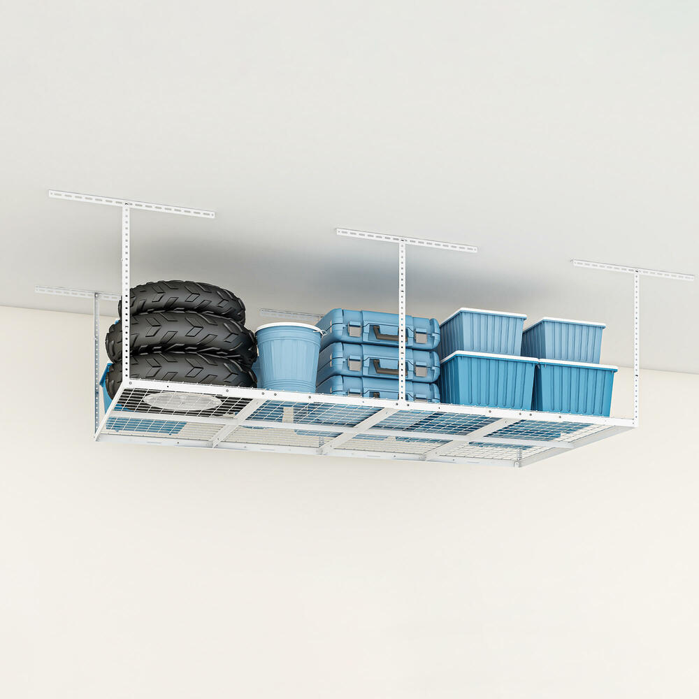 Overhead Ceiling Mounted Garage Shelf Rack 4 x 8 FT Storage Rack ...