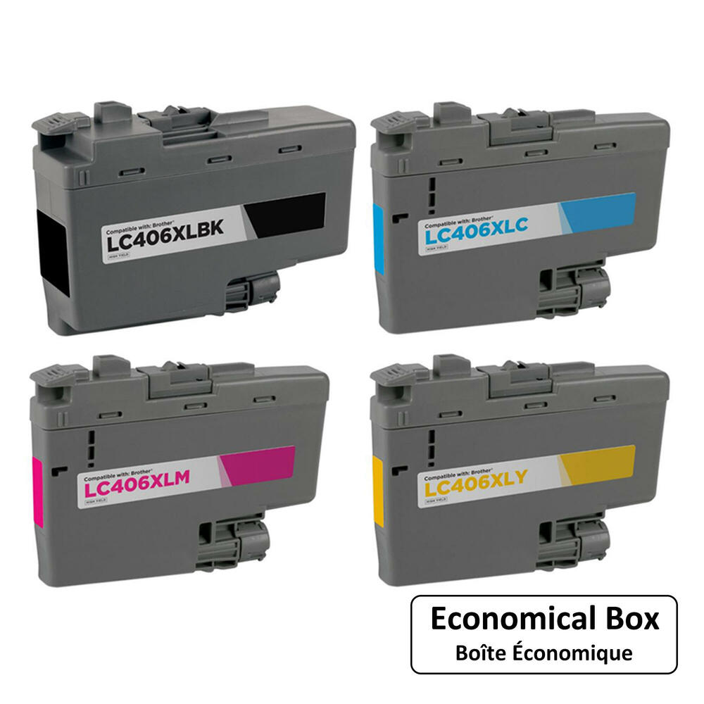 Brother LC406XL High Yield Compatible Ink Cartridge Combo - BK/C/M/Y