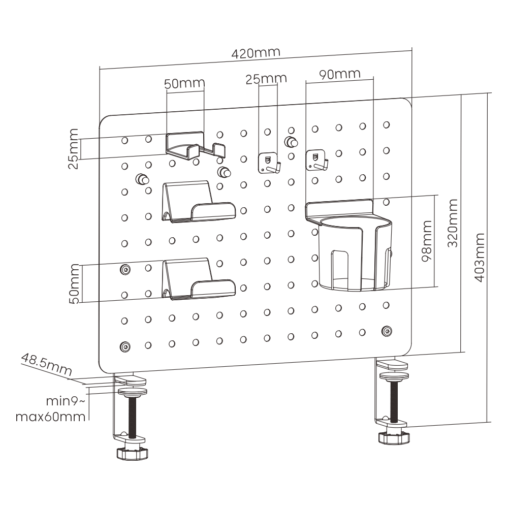 Desktop Storage Pegboard
