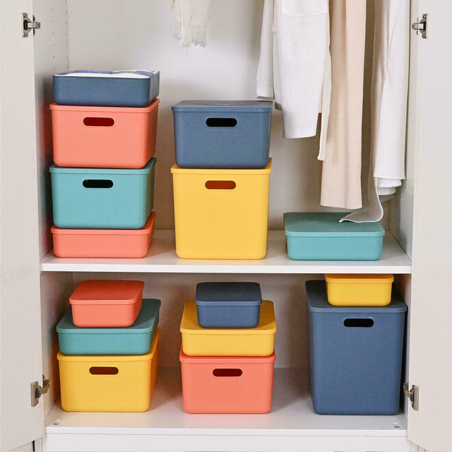 4-Color Plastic Storage Bin Set with Lid - STORA™