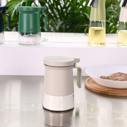 Glass Spice Jar with Flapper Cap & Spoon - Grey - STORA