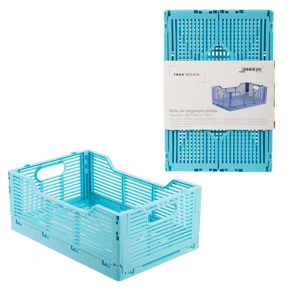 Foldable Plastic Storage Crate: Versatile Desk Organizer