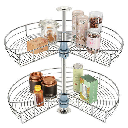 Revolving Cabinets Corner Shelf Wire Lazy Susan, Chrome - SortWise®