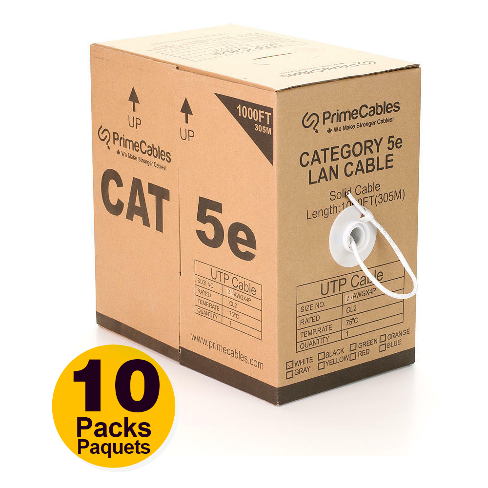 1000ft Bulk Cat5e Cable - CL2 In-wall Rated - PrimeCables