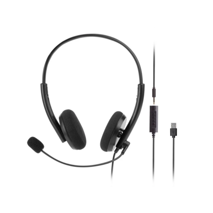 Monoprice WFH 3.5mm + USB Wired Headphone with Mic Back to Basics Web ...