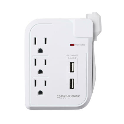 Compact Surge Protector Power Strip - 3 AC Outlets, 2 USB-A Ports ...