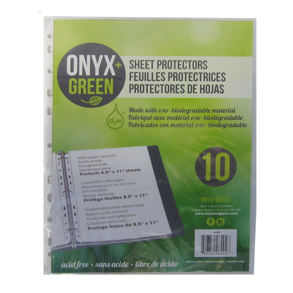 Onyx & Green® Eco-Friendly Sheet Protectors, 8.5" x 11", Clear