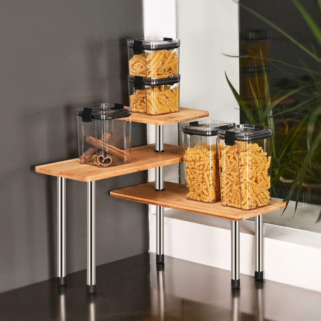 3-Tier Corner Shelf Rack Standing Countertop Organizer Composed of ...