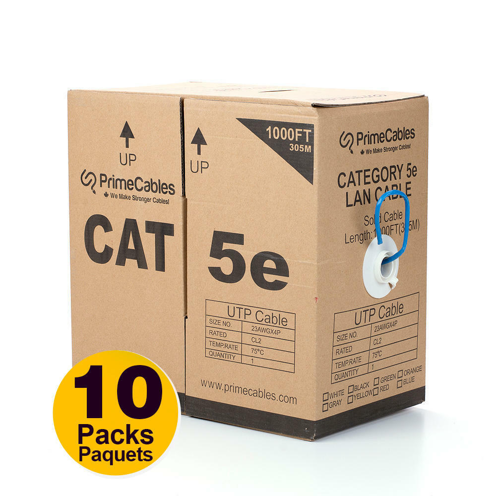 1000ft Bulk Cat5e Cable - CL2 In-wall Rated - PrimeCables