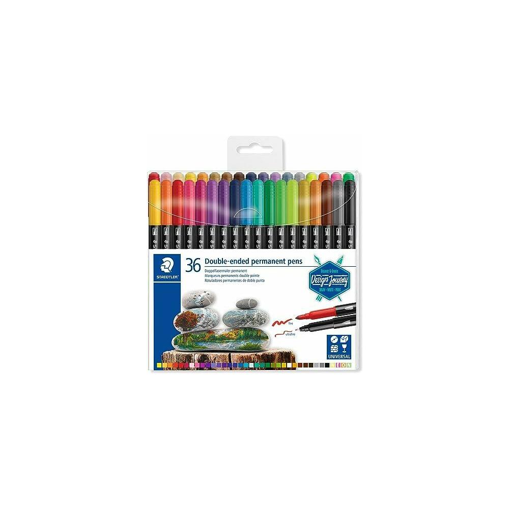 STAEDTLER Double Ended Permanent Pens, Fine and Ultra-Fine, 18 Colors