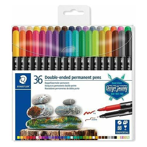 STAEDTLER Double Ended Permanent Pens, Fine and Ultra-Fine, 18 Colors