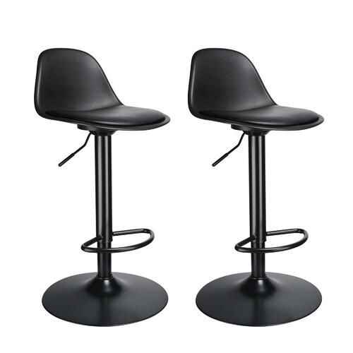 Round Black Bar Stool: 360° Rotating & Height-Adjustable
