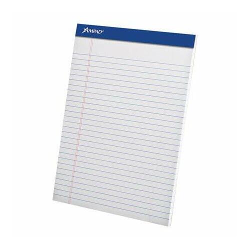 AMPAD® White Perforated Paper Pad，wide ruled，8-1/2" x 11-3/4"，50 sheets ...
