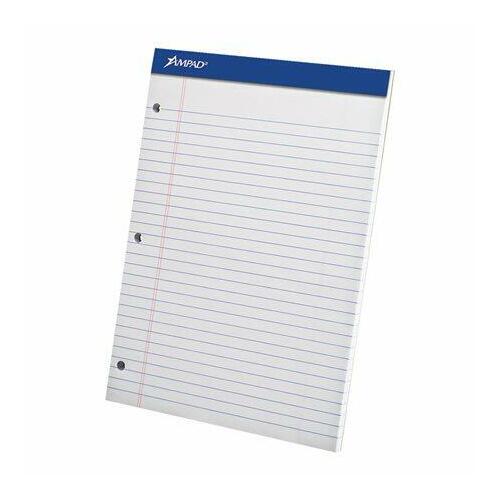 AMPAD® White Perforated Paper Pad，wide ruled，8-1/2" x 11-3/4"，50 sheets ...