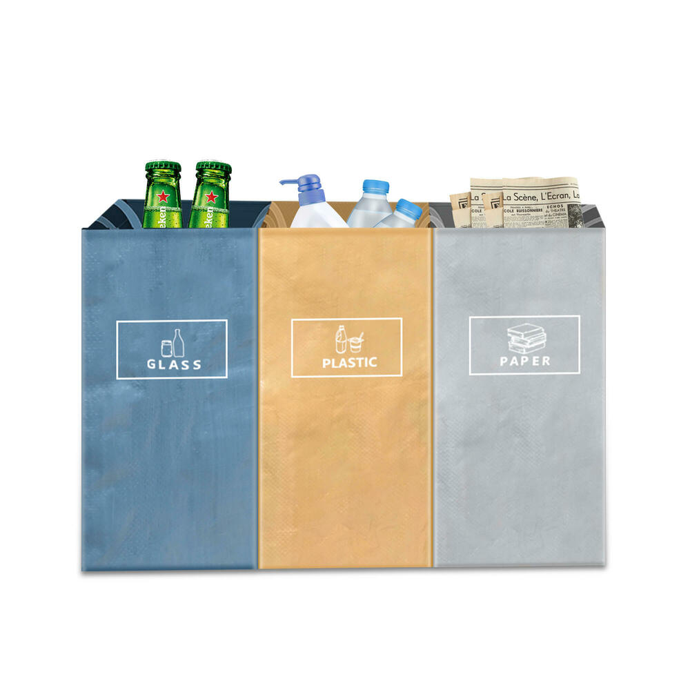 Kitchen Garbage Recycling Waste Bin Bags set, Separate 40L Sorting Bin ...