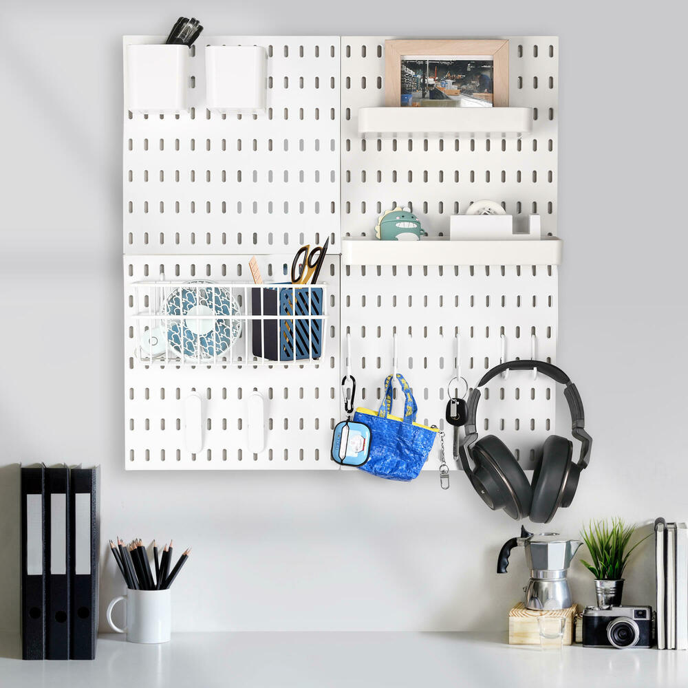 Pegboard & Pegboard Hooks Combination - 11" x 11"- White/Black
