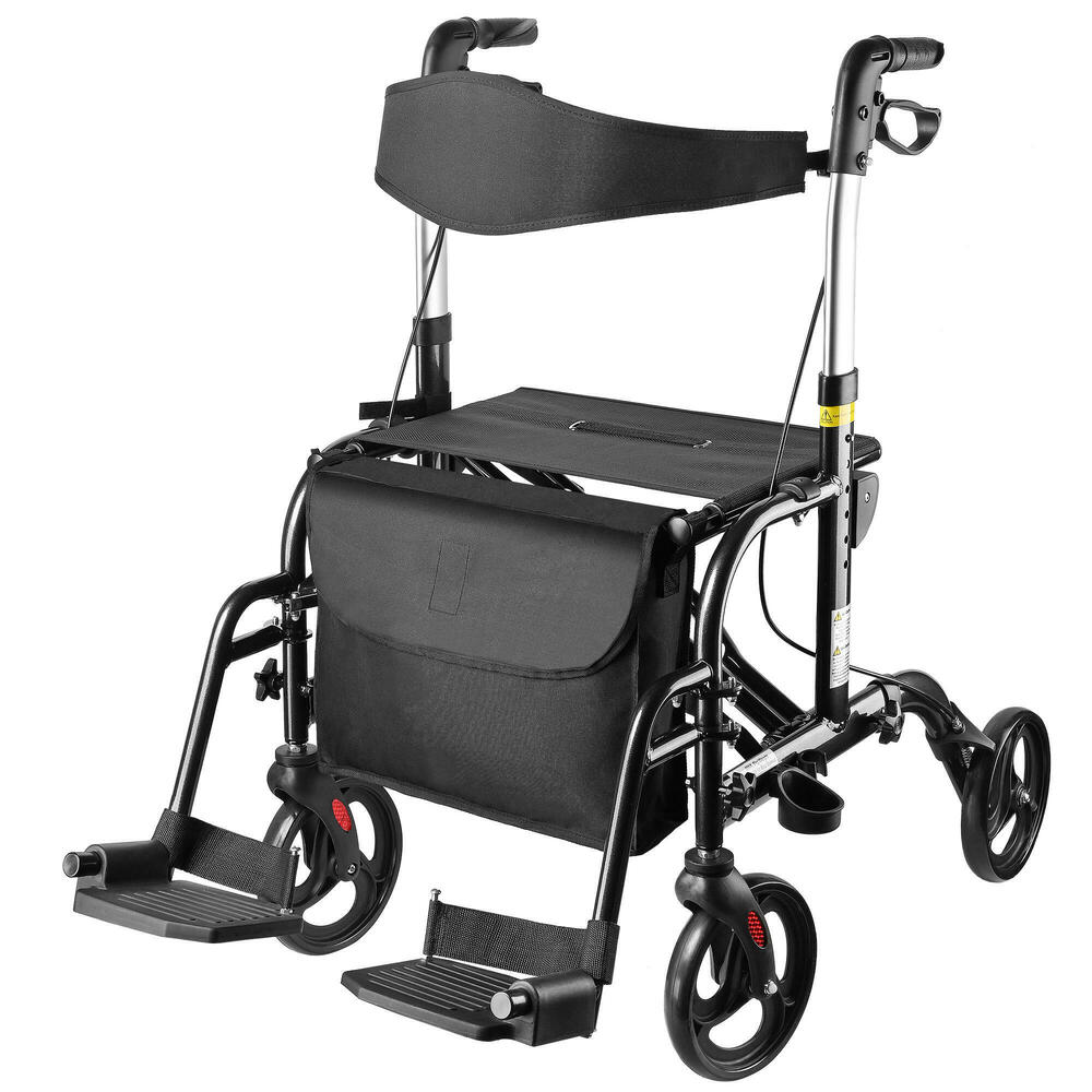 New Arrival 2 in 1 Rollator Walker with Seat, Folding Transport ...