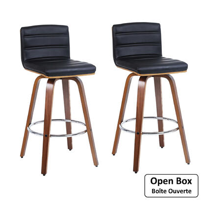 Vintage 28" Wood 360° Swivel Counter Stools with Back & Foot Ring ...