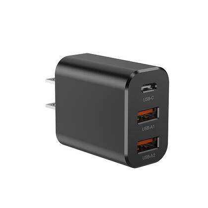 30W GaN USB Charger with 2 USB-A and 1 USB-C Ports