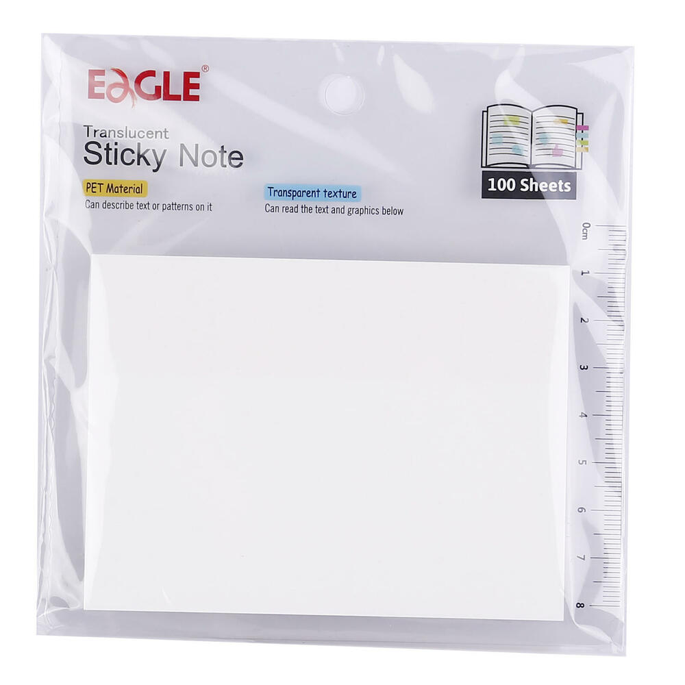Waterproof Translucent Color PET Sticky Notes, 100 Sheets - Eagle®
