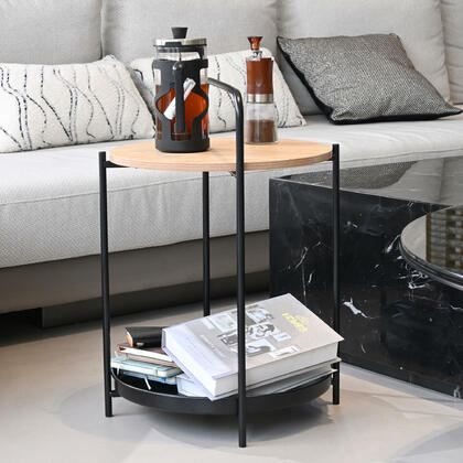 2-Tier Kitchen Coffee Side Table with Wooden Top and a Waterproof ...