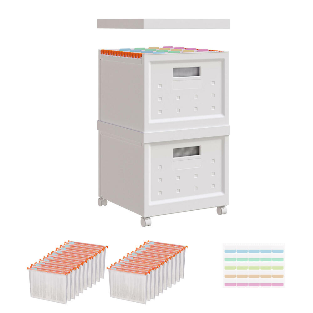 [123Ink.ca] Two-Tier Letter-Size Durable Plastic Mobile File Box ...