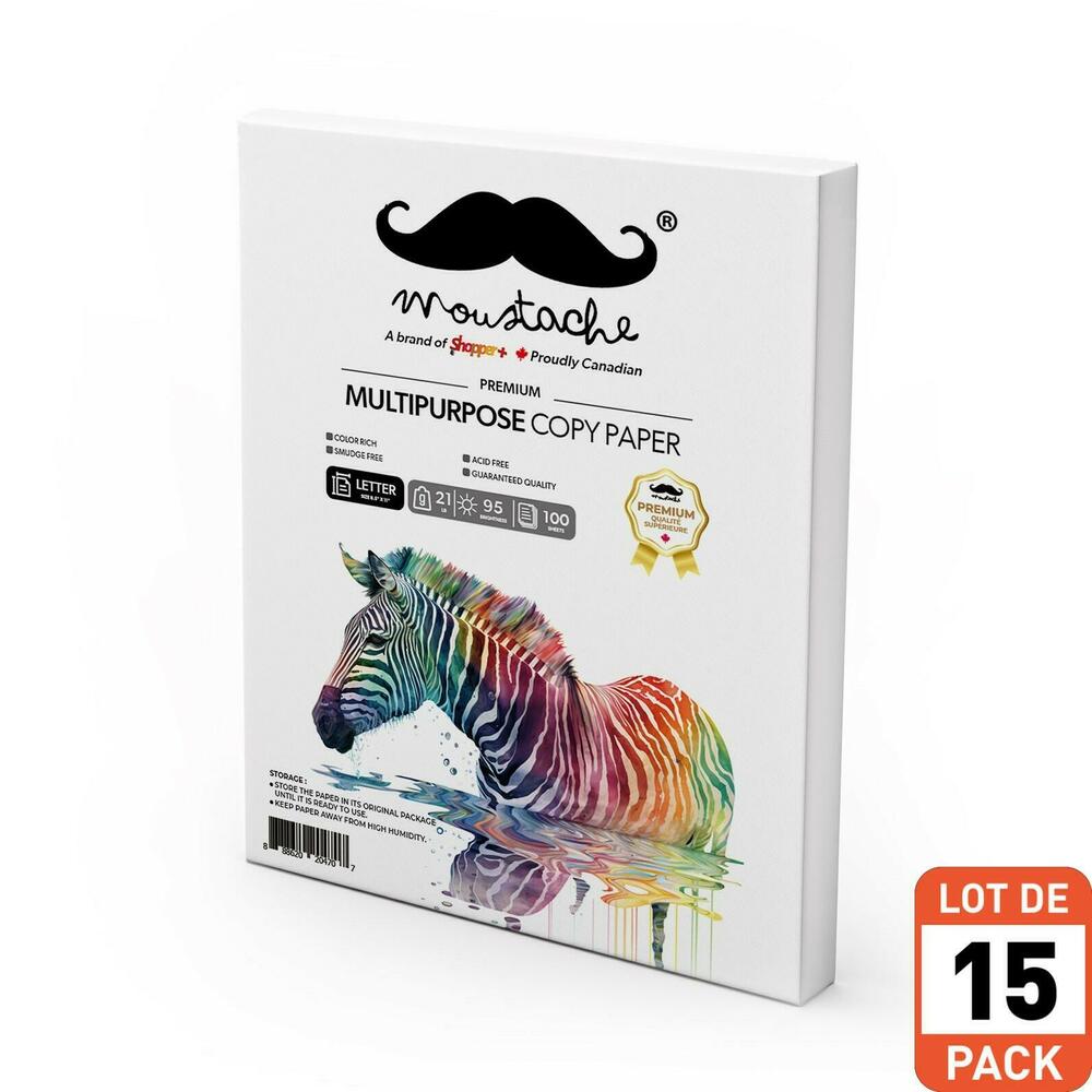 Papier d'impression Moustache - 8.5" x 11" - 21lbs - 500 feuilles