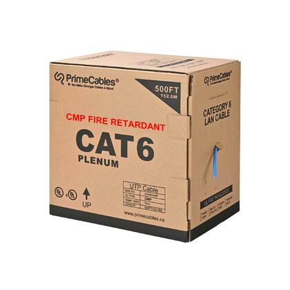 Cat6 23AWG Bulk Ethernet Cable UTP Pull Box, CMP Rated, Blue, 500Ft ...