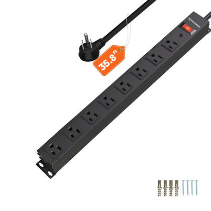 8 Outlet Wall Mountable Heavy Duty Power Strip, 1200J Surge Protector ...