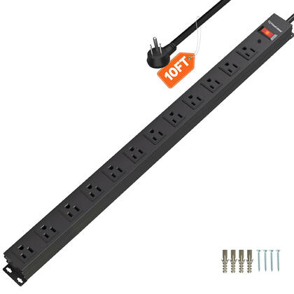 Heavy Duty 12-Outlet Power Strip with 10ft Cord, Wall Mount, 1200J ...