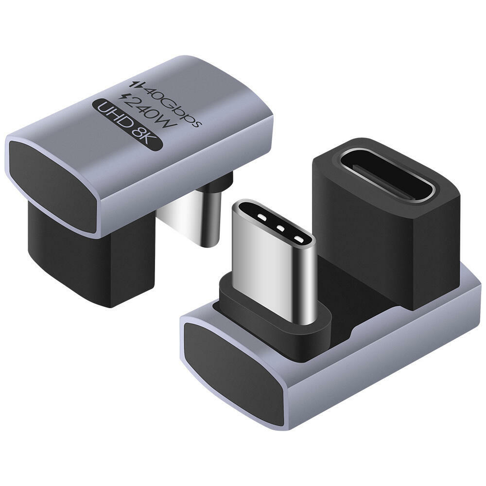 USB-C Right Angle Adapter, 90 Degree, 40Gbps Data Transfer