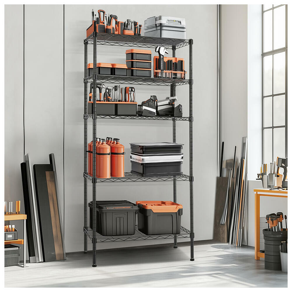 5 TIier Wire Shelving Storage Shelve Garage Tool Storage Rack for ...