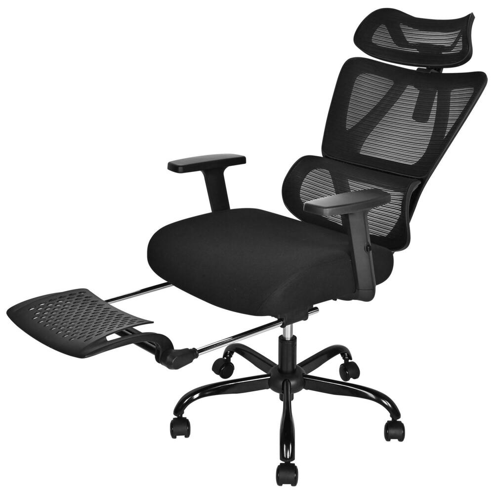 Ergonomic Mesh Office Chair with Footrest – Reclining & Adjustable