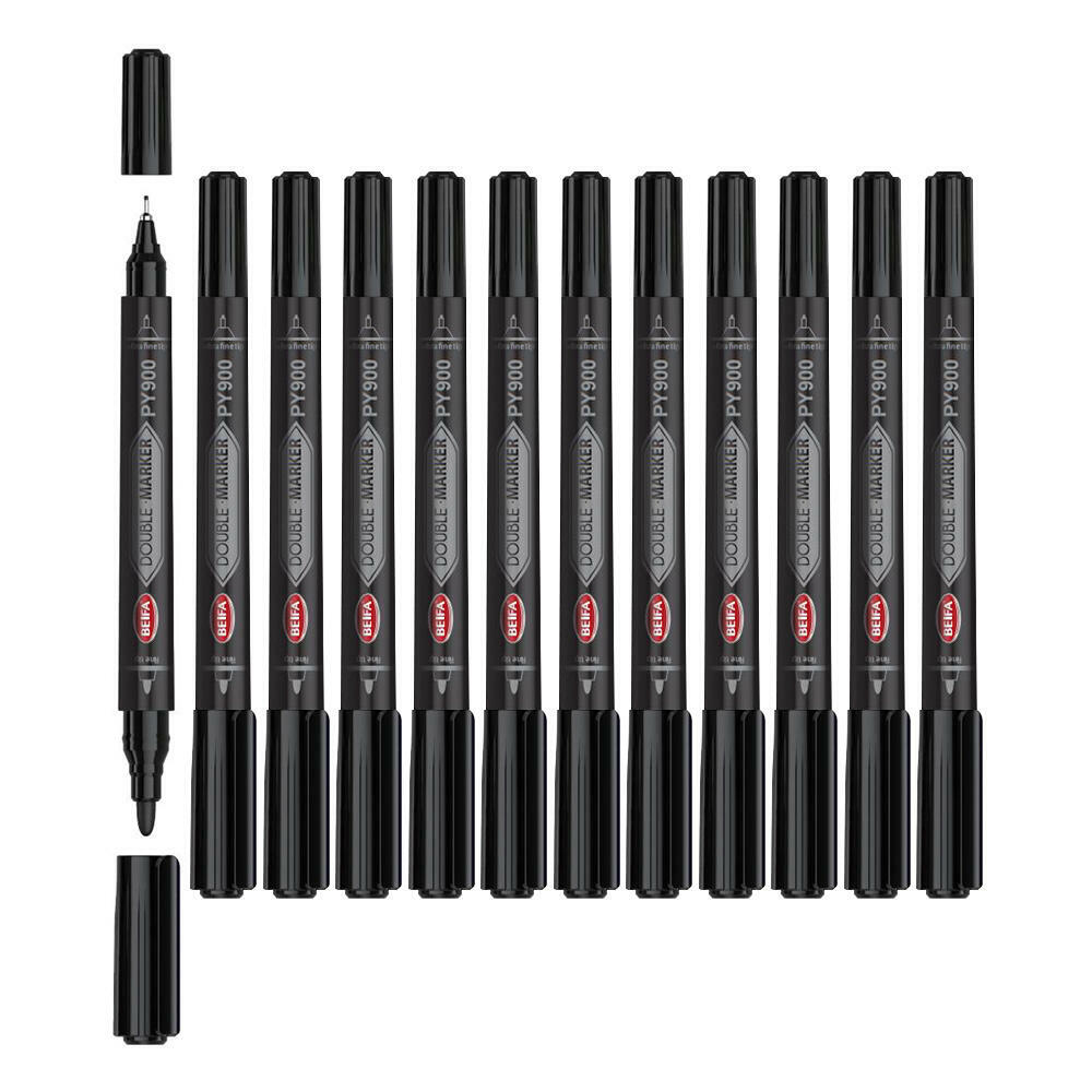 Dual Tips Permanent Markers, Fine & Ultra Fine Tip, 12Pcs