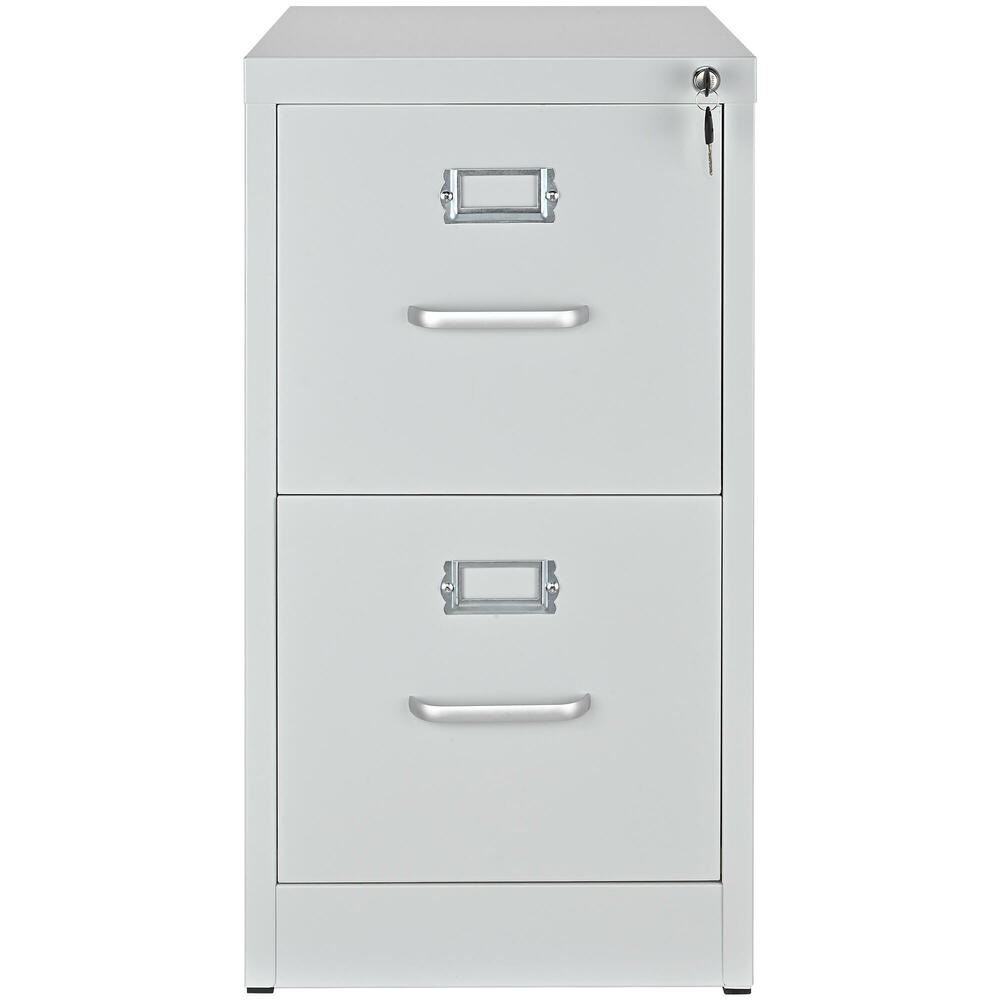 2-Drawer Metal File Cabinet with Lock – White