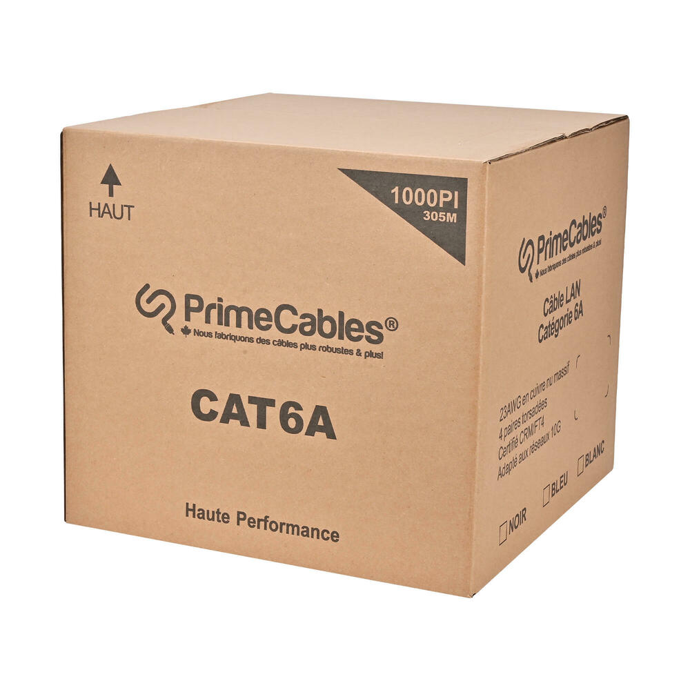 Câble Ethernet Cat6A en Vrac – 1000ft, Monobrin UTP, 23AWG, Certifié ...