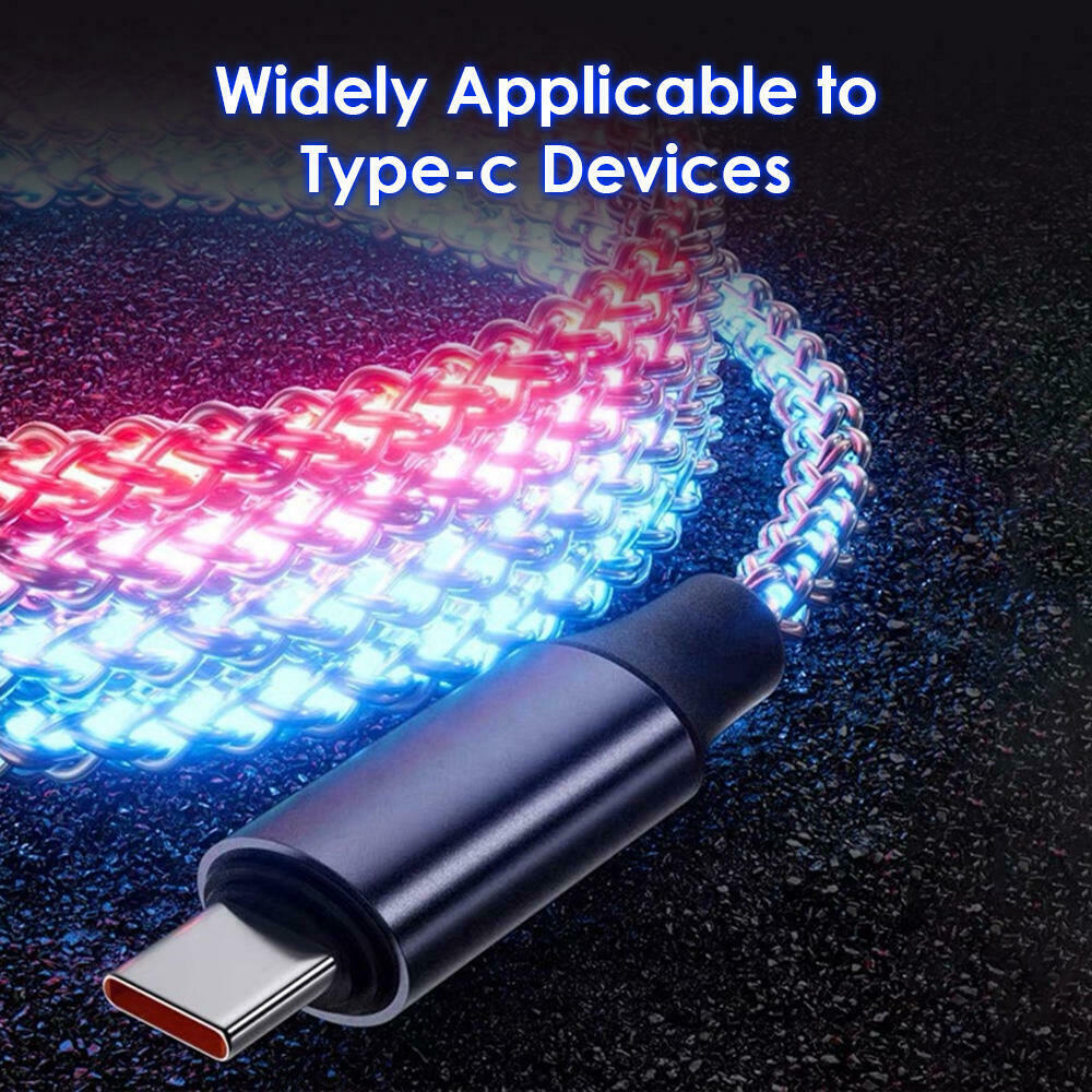 RGB Colorful USB Type C to Type C PD 60W Fast Charging Cable, 1M ...